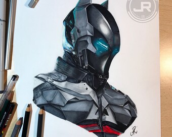 arkham knight pencil drawing batman game ps3 xbox dark print