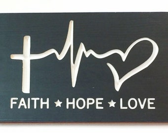 Faith hope love sign | Etsy