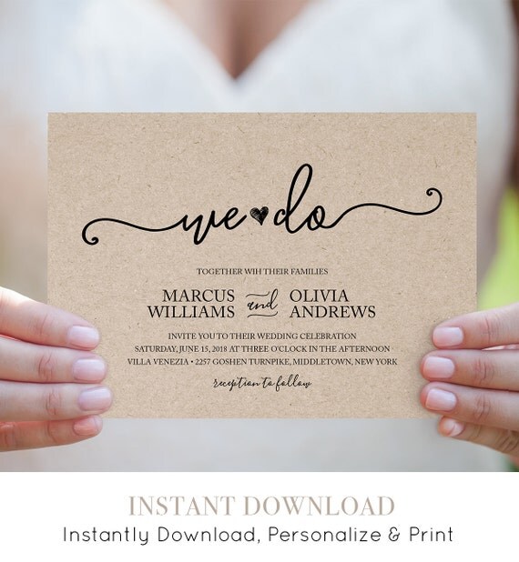 We Do Wedding Invitation Template Printable Heart Wedding