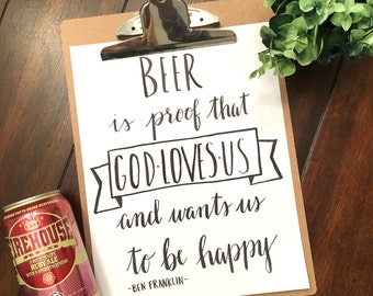 Benjamin Franklin Quotes Beer Is Proof Quote Wall Decal