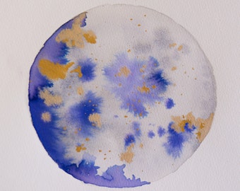 Moon Painting Miniature Painting Tiny Moon Watercolour