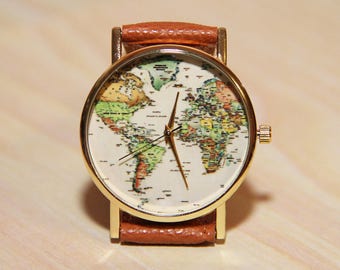 World map watch | Etsy