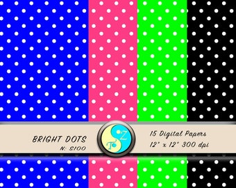 Digital Polka Dot Backgrounds Digital Scrapbook Papers in