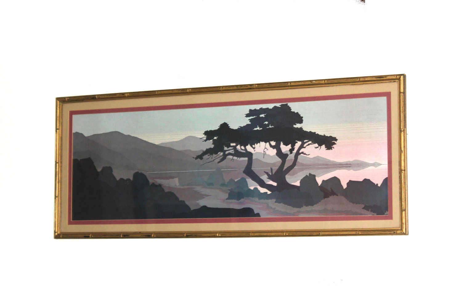 Jerry Schurr Serigraph Print Point Lobos Cypress Matted