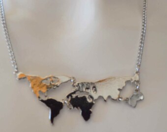World map necklace | Etsy