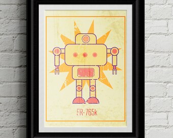 Retro robot art | Etsy