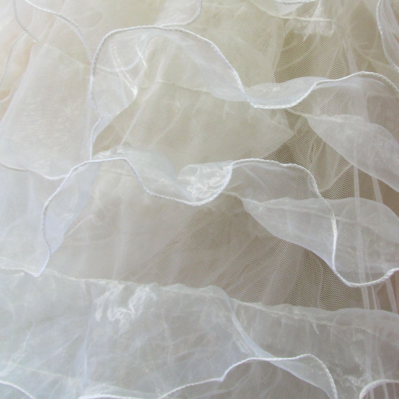 Ivory Ruffled Organza Fabric Draping Craft Wedding Party Decor