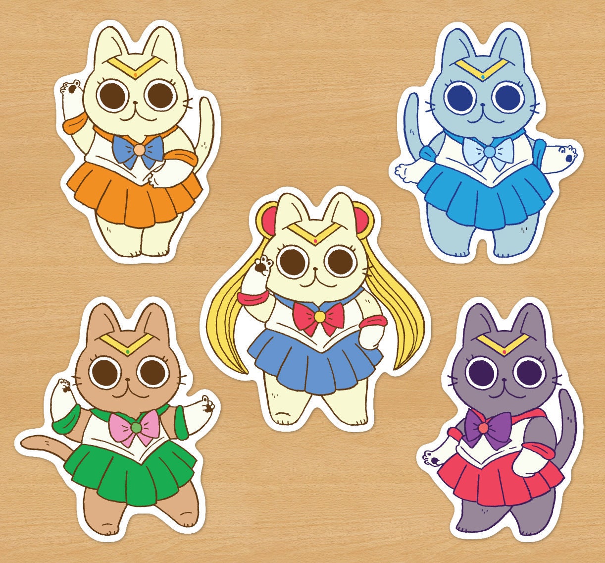 Sailor Moon Cat Stickers // Sailor Senshi Kitties Mars