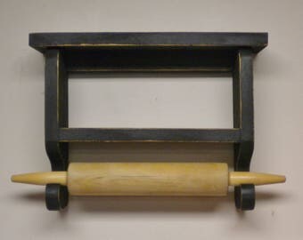 Items similar to Farmhouse Rolling Pin Bowl Rack Primitive Kitchen ...