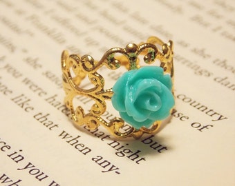 Heirloom Rose Flower Ring Handmade Sterling Silver