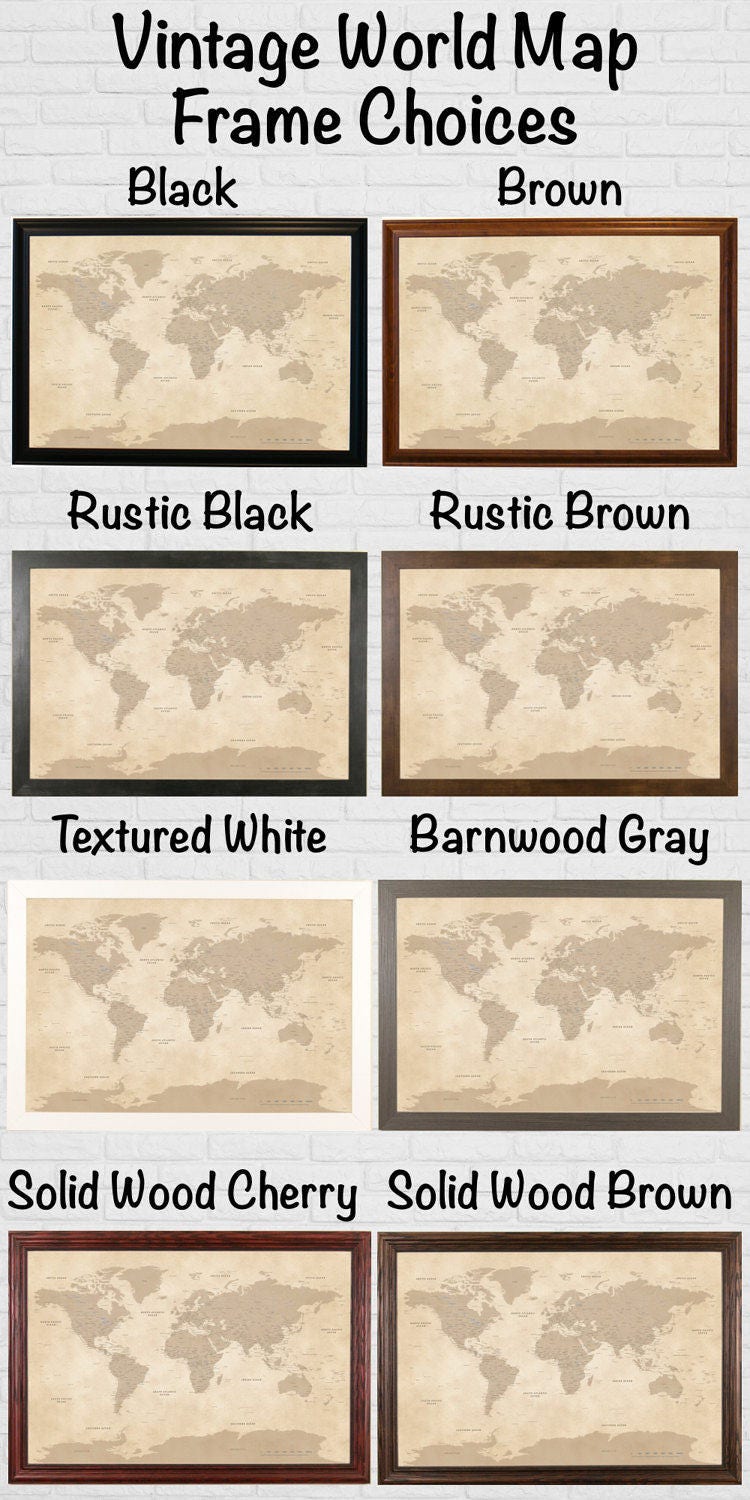 Personalized Vintage World Push Pin Travel Map Push Pin