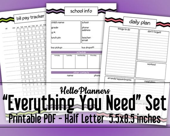 Calendar Planner and Divider Printables 5.5x8.5 inches