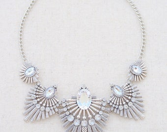 Silver statement necklace | Etsy