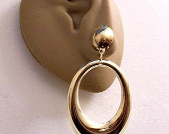 Long gold hoops | Etsy