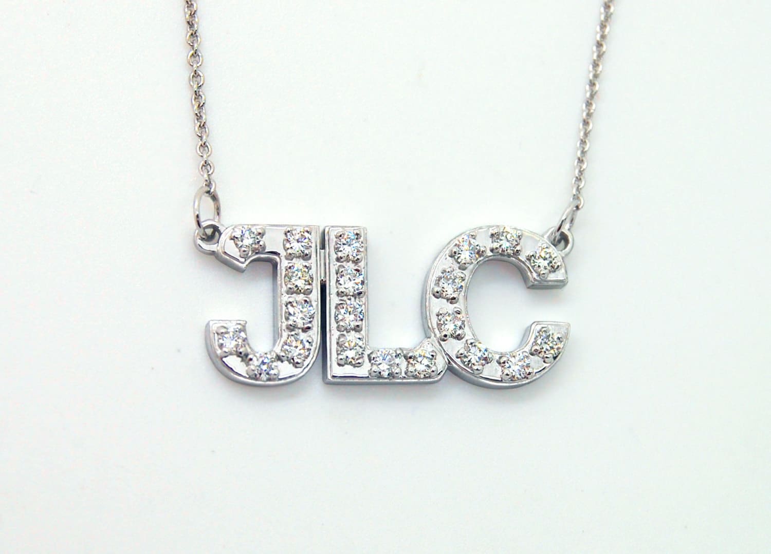White Gold Diamond Necklace Diamond Initial Necklace 14k