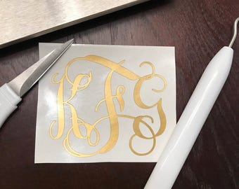 Monogram sticker | Etsy