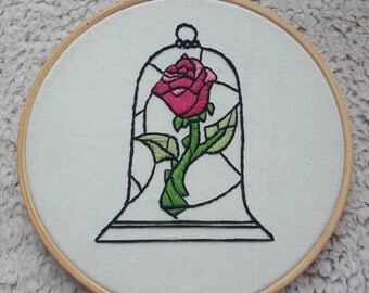 Ribbon Embroidery hoop wall art Pink Rose Garden Spring