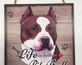 Pitbull dog sign | Etsy