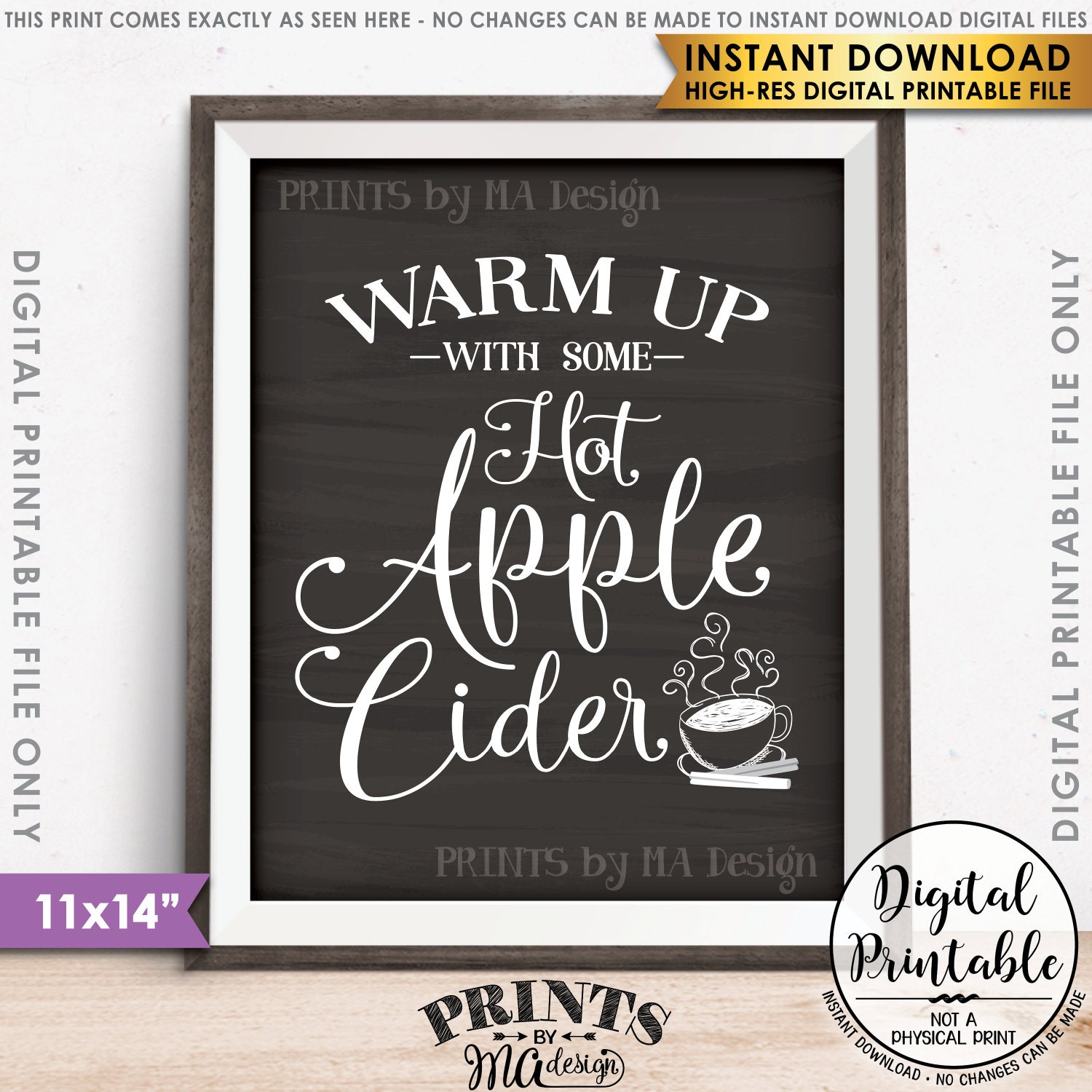 Apple Cider Sign, Warm Up with some Hot Apple Cider, Fall Sign, Autumn ...