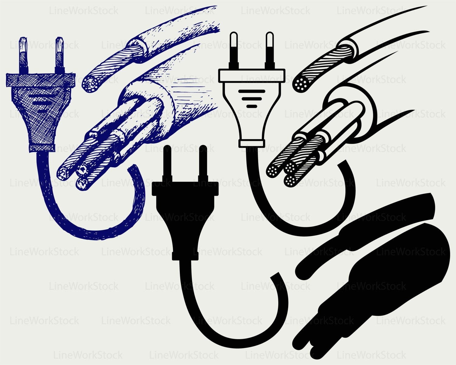 Cable plug svg,cable plug clipart,plug svg,cable silhouette,plug cricut ...