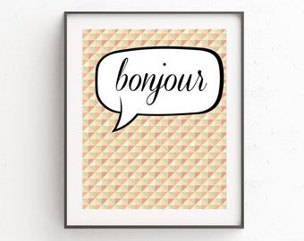 Bonjour sign | Etsy
