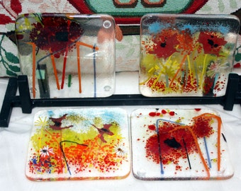 Fused glass poppy | Etsy