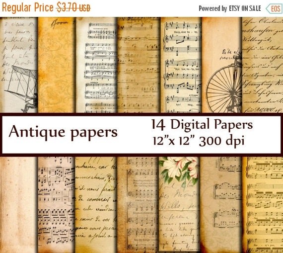 40%OFF Antique Digital Papers: VINTAGE PAPER by ChiliPapers