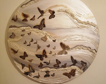 Round canvas art | Etsy