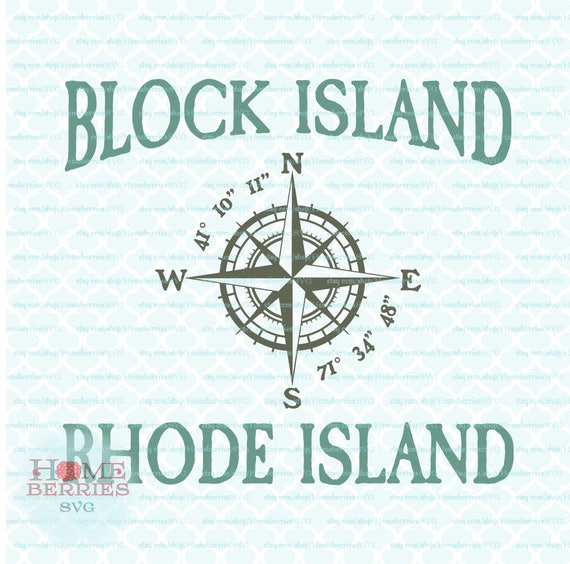 Block Island Rhode Island Nautical Location With Compass Rose