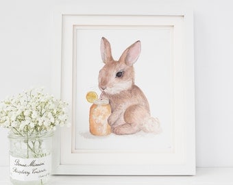Watercolor bunny | Etsy