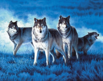 Wolf pack painting | Etsy