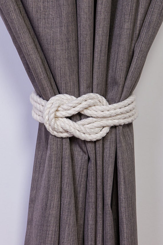 Cotton Rope Double Square Knot Nautical Curtain Tie-Backs/