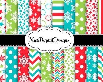 Red aqua christmas | Etsy