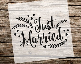 Just married stencil | Etsy