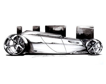 Unique custom car drawing related items | Etsy