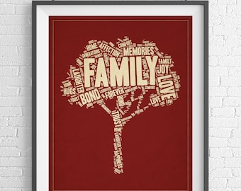 Family tree word art | Etsy