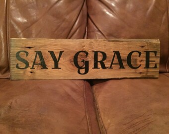 Say grace sign | Etsy