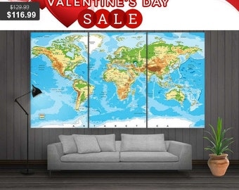 World map canvas | Etsy