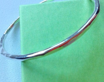 Heavy silver bangle | Etsy