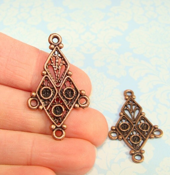 4 Chandelier Earring Parts Charms Components 2 PAIR Bronze