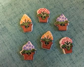 Flower pot buttons | Etsy