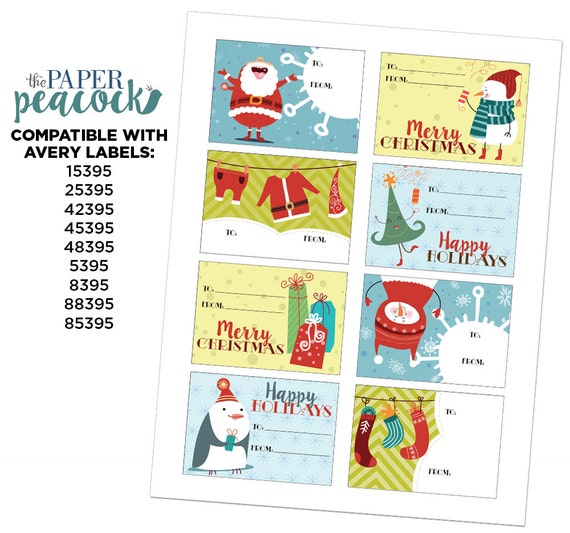 8 Christmas Gift Tags Instant Download Whimsical Classic 8 Christmas Gift Tags Instant Download Whimsical Classic