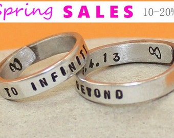 Items similar to 2 Rings - To Infinity and Beyond Rings - Personalized ...