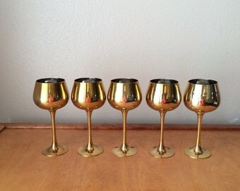 Brass wine goblets | Etsy