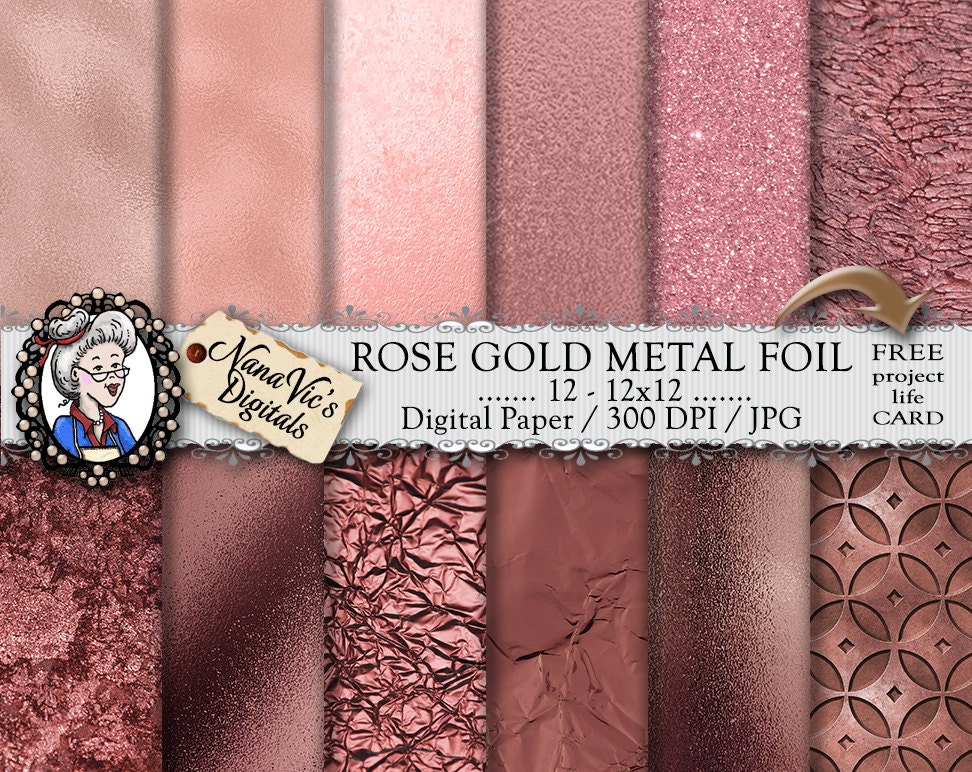 Rose Gold Digital Paper: Rose Gold Backgrounds Metallic Rose