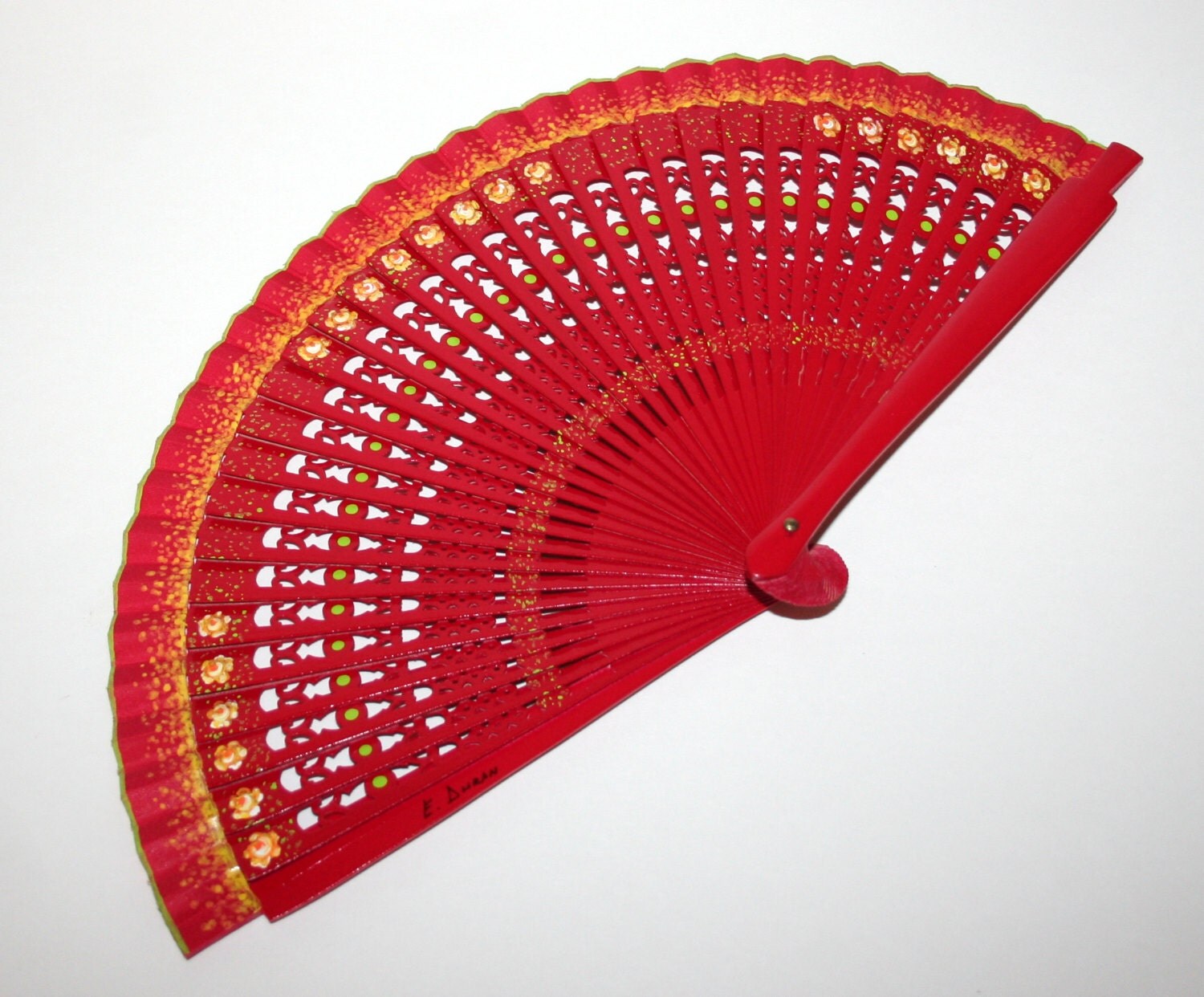 Spanish Hand Painted Fan Carved Fan Red And Yellow Folding spanish-hand-painted-fan-carved-fan-red-and-yellow-folding