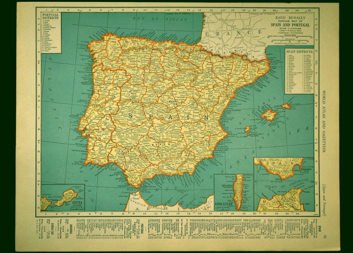 Spain Map Spain Vintage Portugal 1930s Original 1935