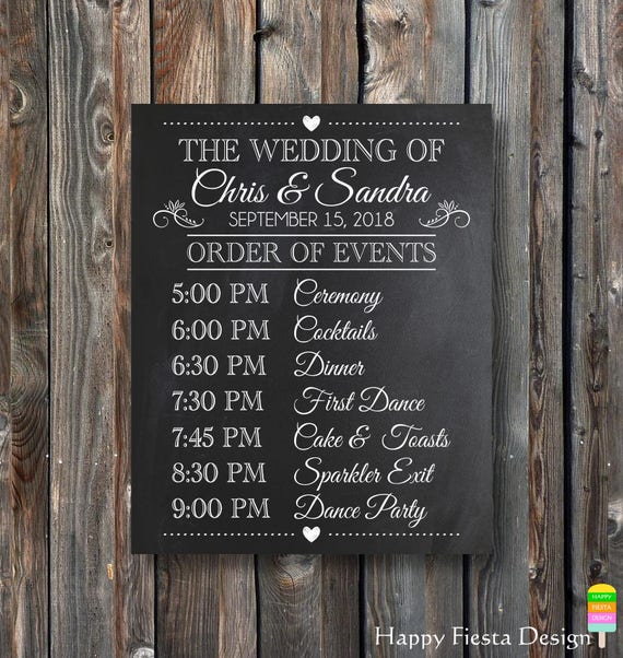 Order Of Events Wedding Sign