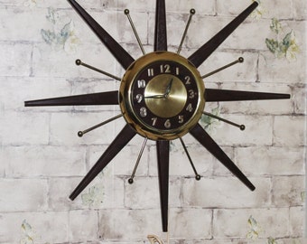 Items similar to Vintage Mid Century Starburst Atomic Electric Gold ...
