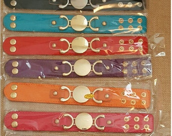 Gold leather cuff | Etsy